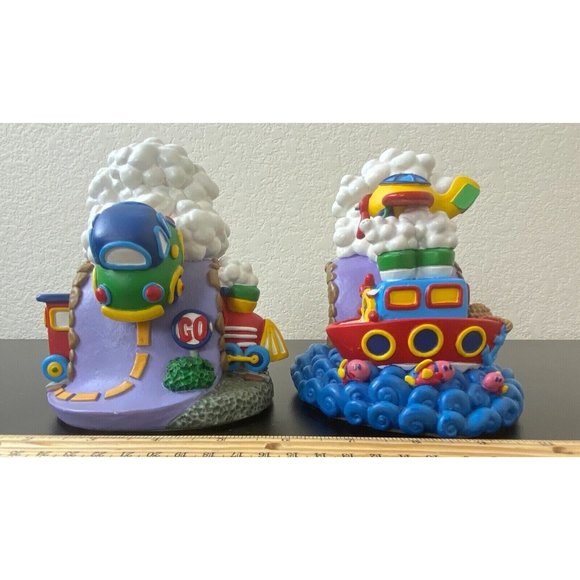 Figi | Wall Decor | Away We Go Bookends For Childs Room Train Boat ...